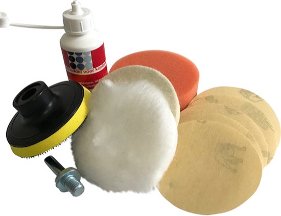 Koplamp Polijst set 75mm Compleet voor Boormachine 12-delig | bol.com