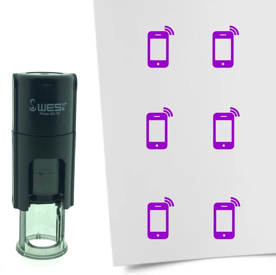 CombiCraft Stempel Smartphone 10mm rond - Paarse inkt | bol
