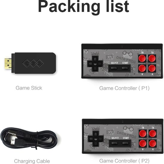 Data Frog Y3 HD 2.0V - Mini Draadloze Retro Video Game Console - Retro ...