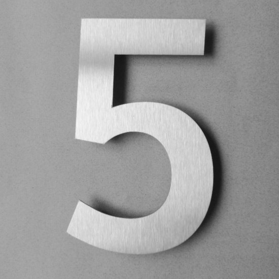 Cijfer 5 (vijf) XXL huisnummer RVS 600mm | bol