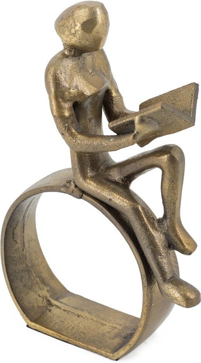 Beeld 'de zittende lezer' goud - gold - Kolony - gouden beeldje | bol.com