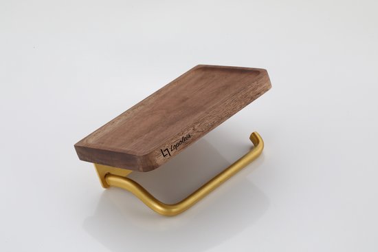 Lopoleis WC rolhouder – Luxe Toiletrolhouder Walnoothout – Goud ...