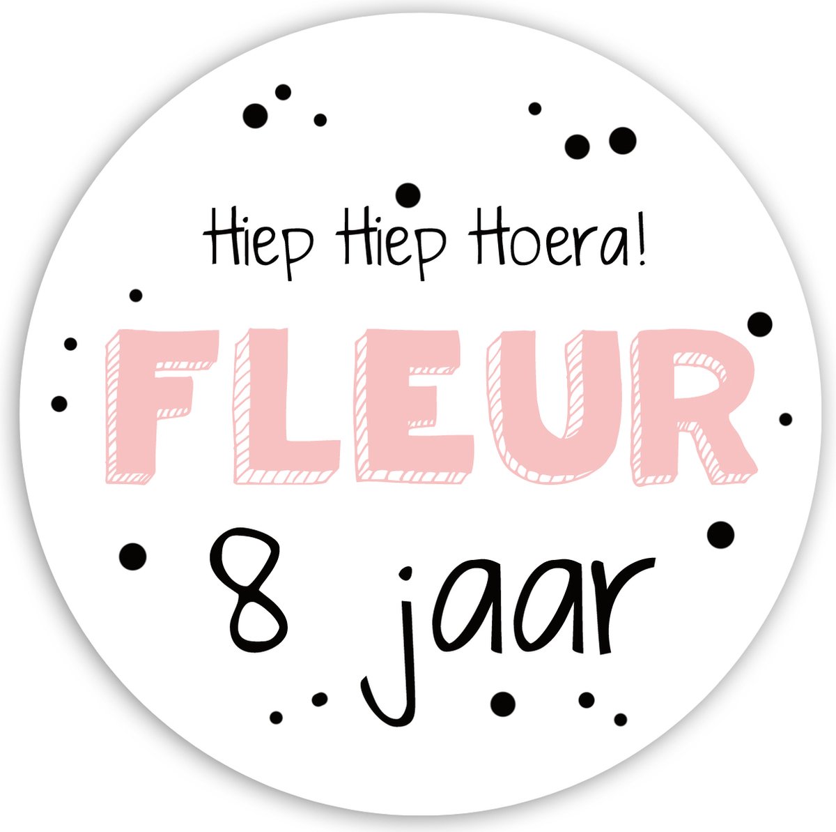 Traktatie stickers met naam wit met zwarte stippen - Verjaardag stickers met naam -... | bol.com