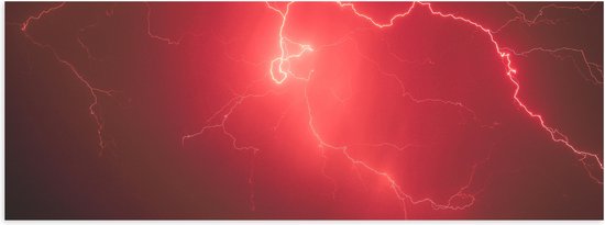Poster Glanzend – Rode Bliksem in de Lucht - 60x20 cm Foto op ...