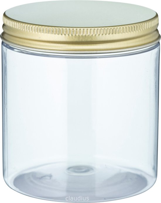 Pot vide 250 ml PET transparent - avec bouchon doré - lot de 10 pièces ...