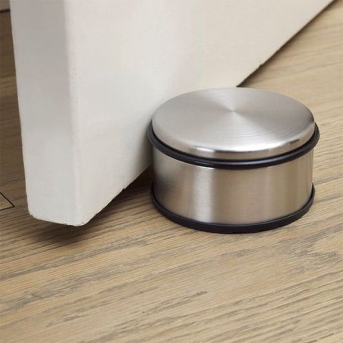 Deurstopper - Zilver - Stainless Steel - Rubberen Beschermrand - Binnen ...