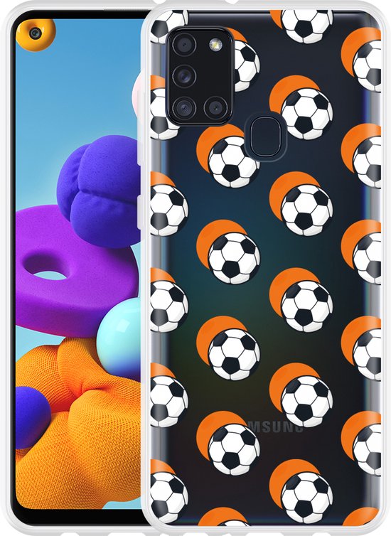Samsung Galaxy A21s Hoesje Soccer Ball Orange Shadow - Designed by Cazy ...