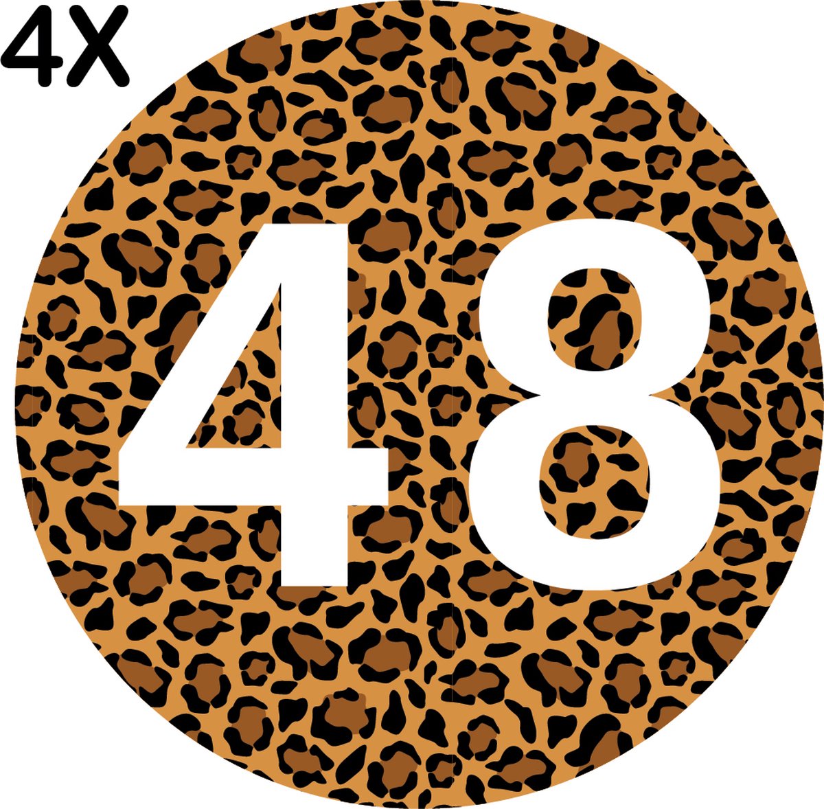 Containerstickers Huisnummer "48" - 25x25cm - Panter Print Cirkel met ...