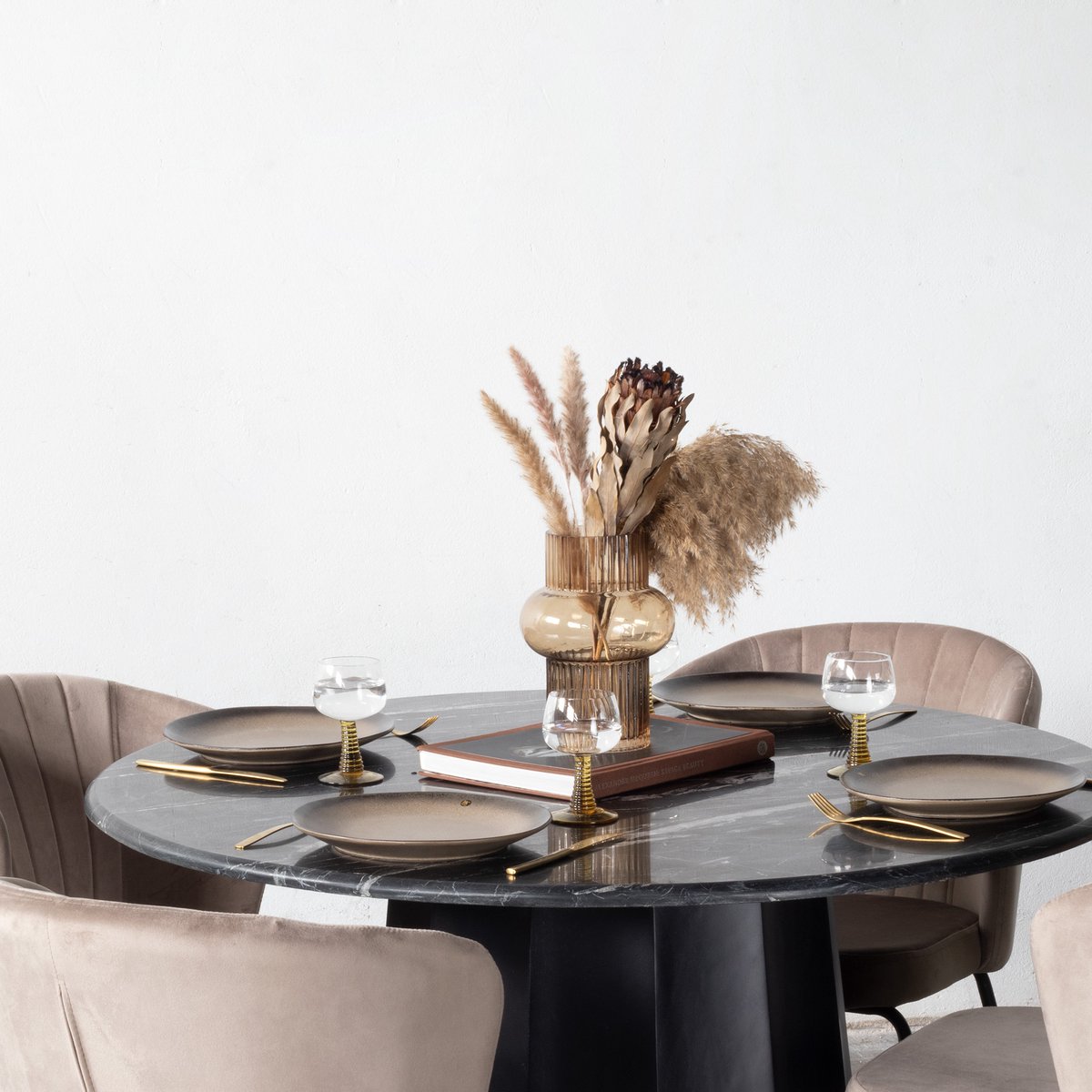 Eettafel Rond Marmer - Zwart - Ø120cm - Tafel Bodhi - Giga Meubel | bol.com