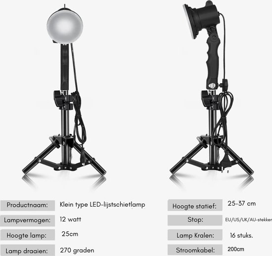 SH Image Draaibare LED-lamp - Fotografie Licht Led Lamp - 37Cm Statief ...