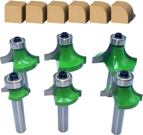 NICAVKIT 6 stuks 8 mm schacht afrondfrees standaard freesset ...