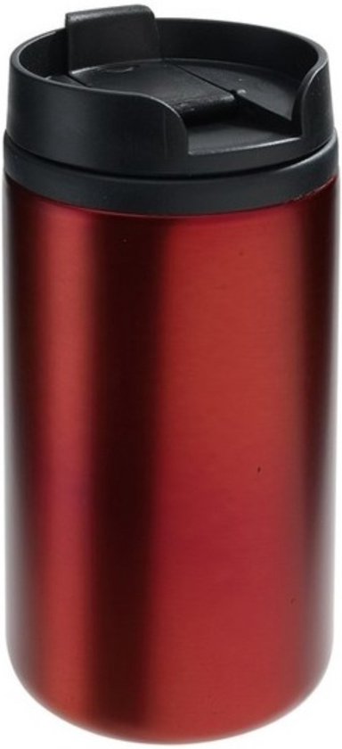 Thermosbeker - metallic rood - 1x stuks - RVS - 290 ml - dubbelwandig ...