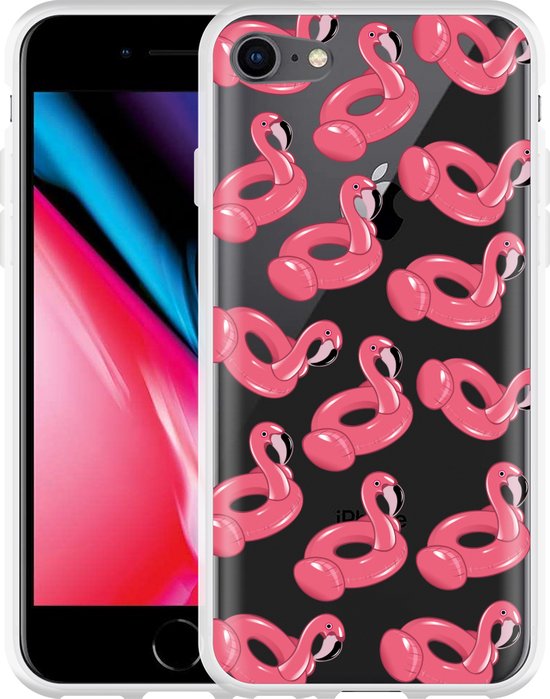Cazy Hoesje geschikt voor iPhone 8 - Inflatable Flamingos | bol