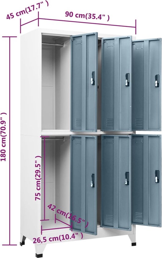 Maison Exclusive - Lockerkast 90x45x180 cm staal lichtgrijs en ...