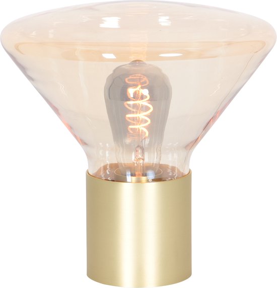 Moderne glazen tafellamp goud Ambiance | 1 lichts | amber / goud | glas ...