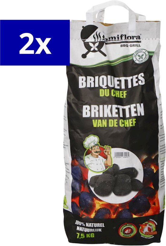Famiflora houtskool briketten voor de barbecue 15KG (2 x 7,5KG ... Famiflora houtskool briketten voor de barbecue 15KG (2 x 7,5KG ...