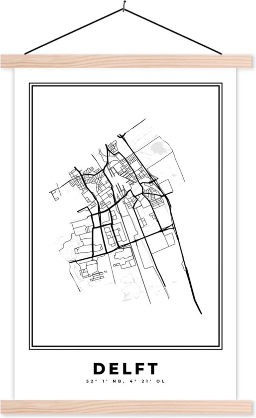 Posterhanger incl. Poster - Schoolplaat - Stadskaart – Zwart Wit ...