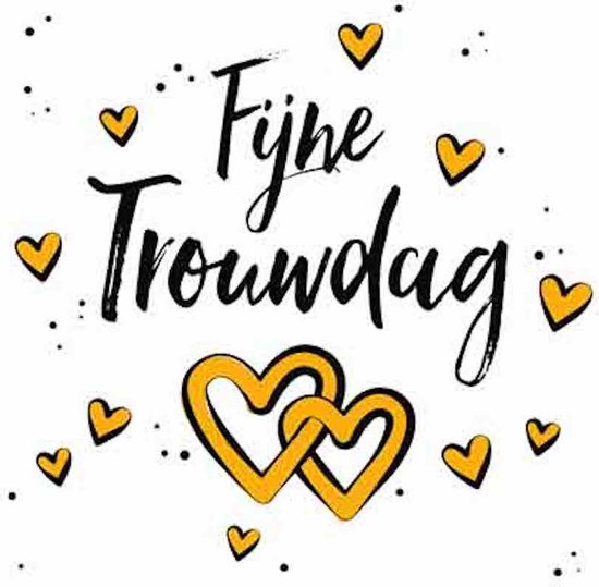 Wenskaart - Fijne Trouwdag - Wit - Hartjes Ring - 1 Stuk - 14 x 14 cm | bol