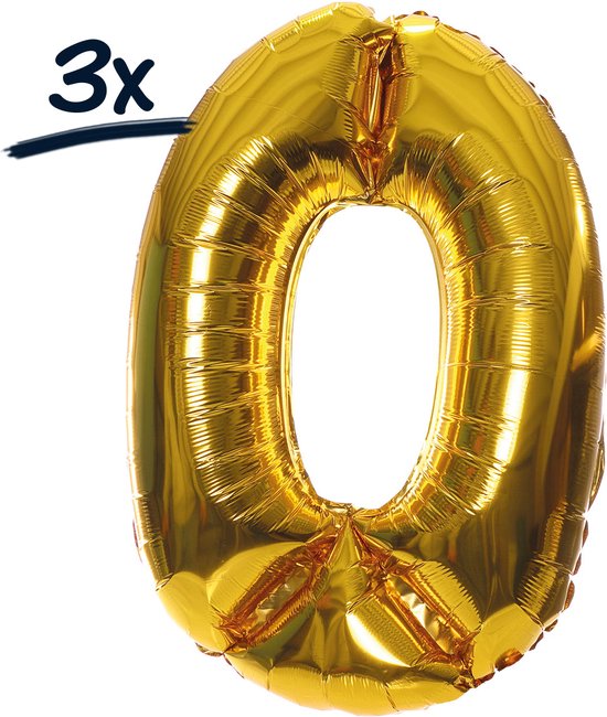 3x folieballon goud cijfer lucht en Helium 80cm Feest party versiering ...