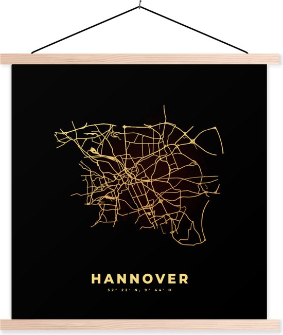 Posterhanger incl. Poster - Schoolplaat - Kaart - Hannover - Goud ...