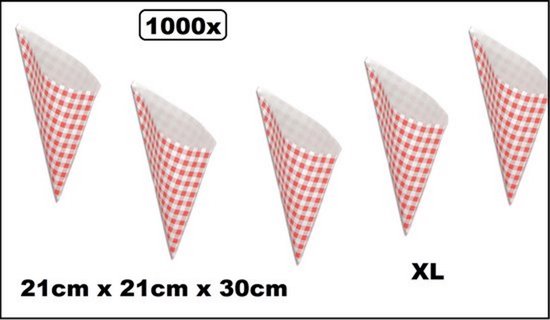 1000x Frietzak XL papier boerenbont - 21cm x 21cm x 30cm friet patatzak ...