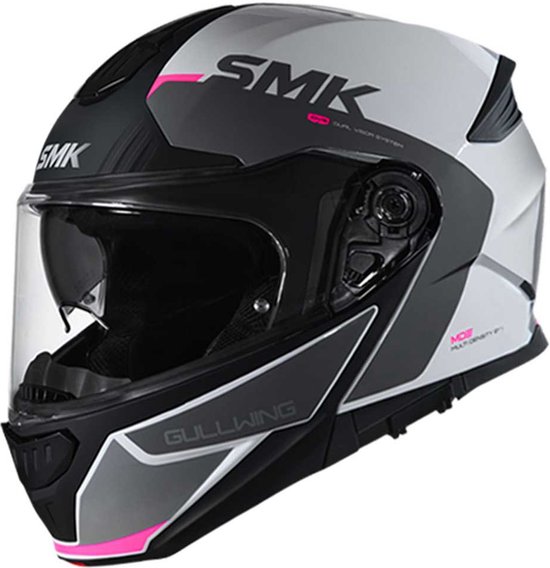 SMK Gullwing Kresto Modulaire Helm -Glossy White / Grey / Black / Pink ...