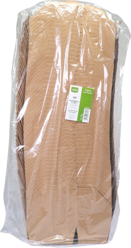 Biodore Bak - Kraftpapier + PLA - 2-vaks - maaltijdbox - 215x158x65mm ...