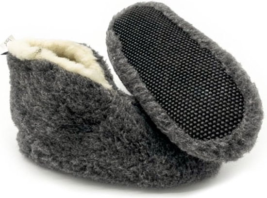 Merino wollen sloffen - Heren Sloffen - antislip - maat 45 / 46 - Grijs ...