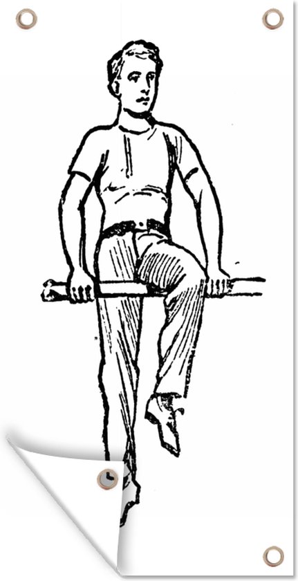 Schuttingposter Een illustratie van een turner op de rekstok - 100x200 ...