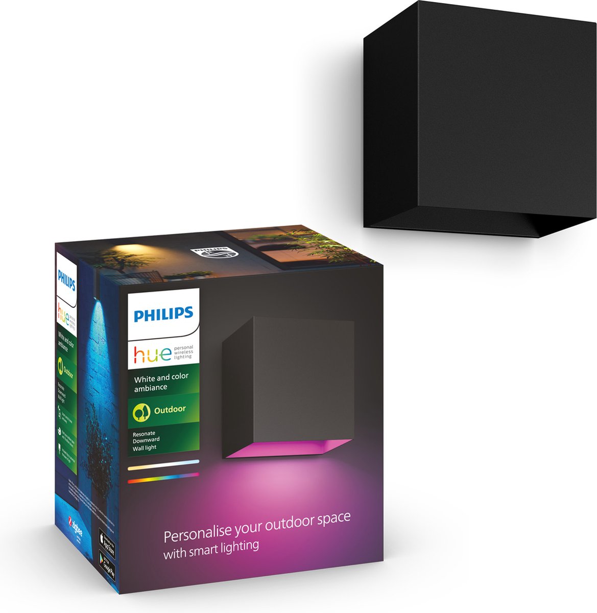 Philips Hue Resonate Down - muurlamp - wit en gekleurd licht - zwart | bol