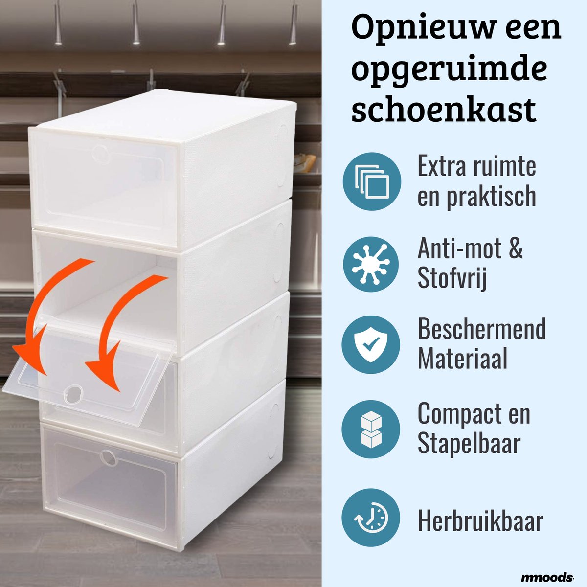 Mmoods Premium Schoendoos set van 4 - Schoenenkast Transparant ...