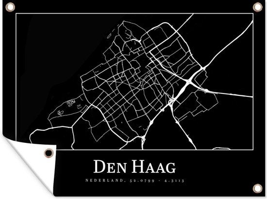 Tuinschilderij Plattegrond - Den Haag - Kaart - Stadskaart - 80x60 cm ...