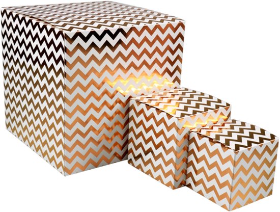 Box - Chevron - 10x10x10cm - wit/goud - 25 stuks | bol.com