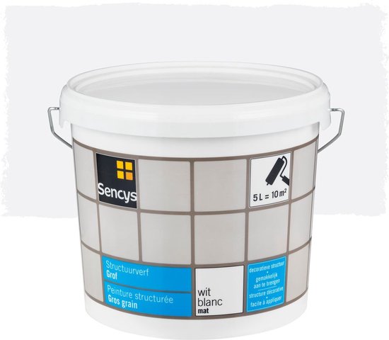 Sencys Structuurverf Grof Mat Wit 5L | bol.com