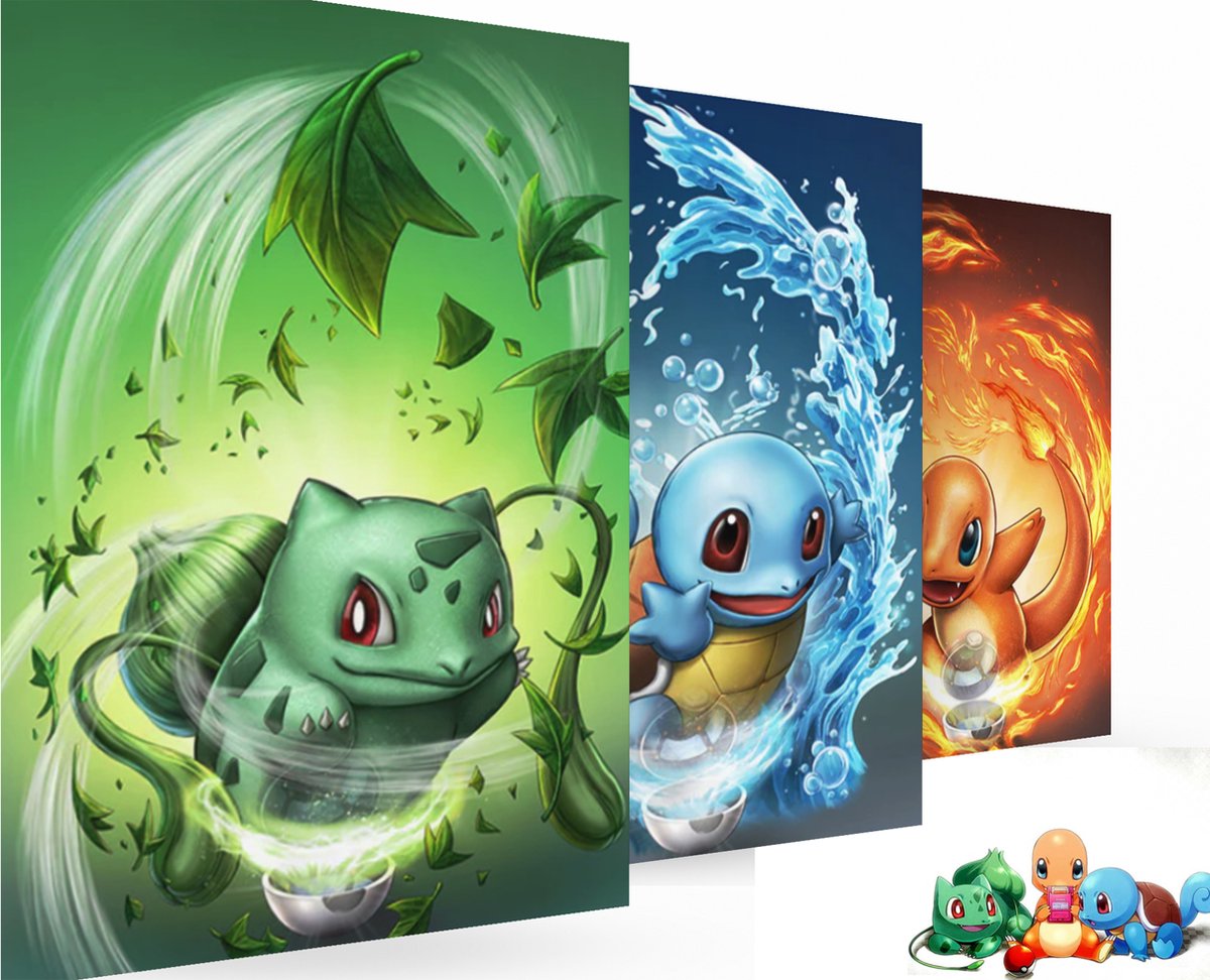 Pokémon | 3-in-1 | 3D Poster | Bulbasaur | Squirtle | Charmander ...