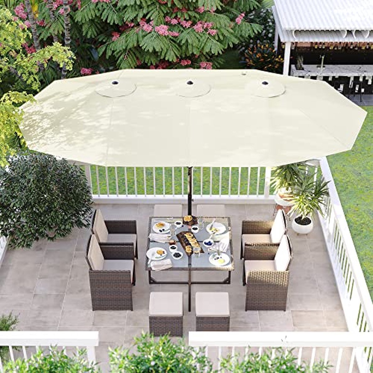 Dubbele parasol - Extra grote parasol - Met zwengel - 460 x 270 cm ...