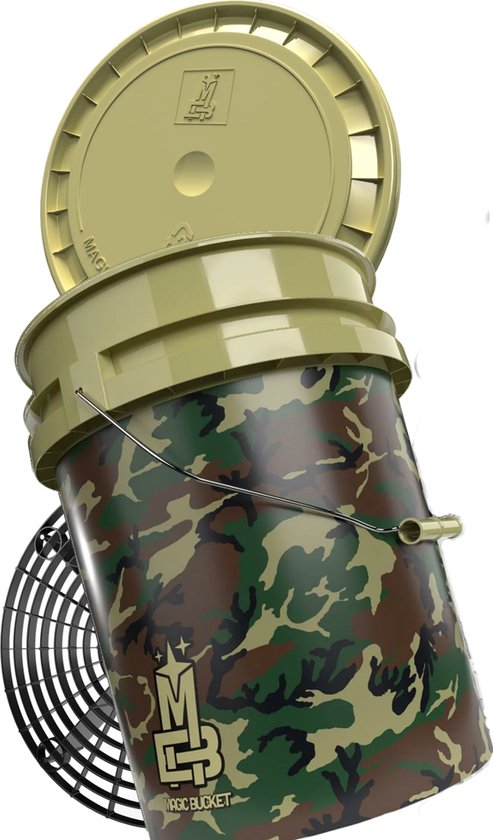 Magic Bucket 3,5 Gal 15 ltr wasemmer Camo Green met grit en deksel ...