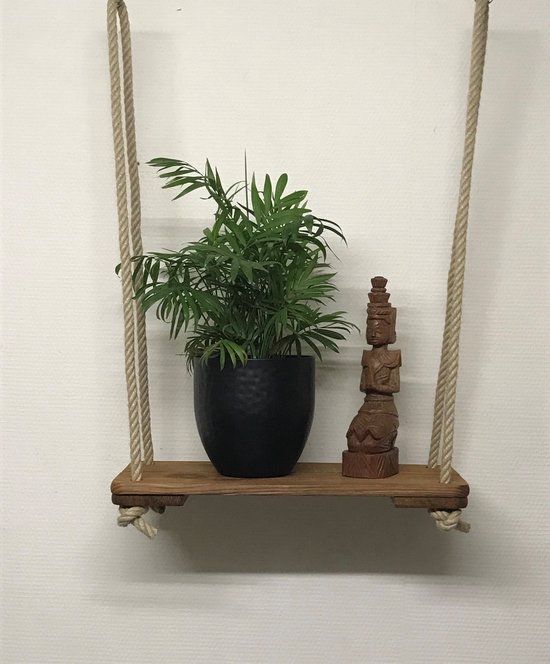 Déko-Play eigentijdse houten ophang wandplank met touwen. | bol