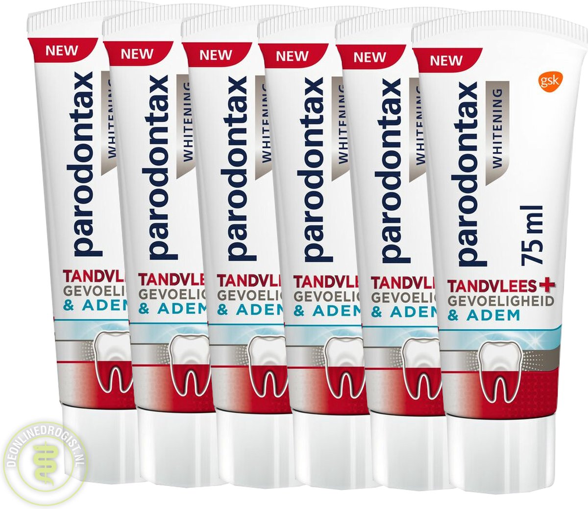 6x Parodontax - Tandpasta - Tandvlees+Gevoeligheid & Adem - Whitening ...