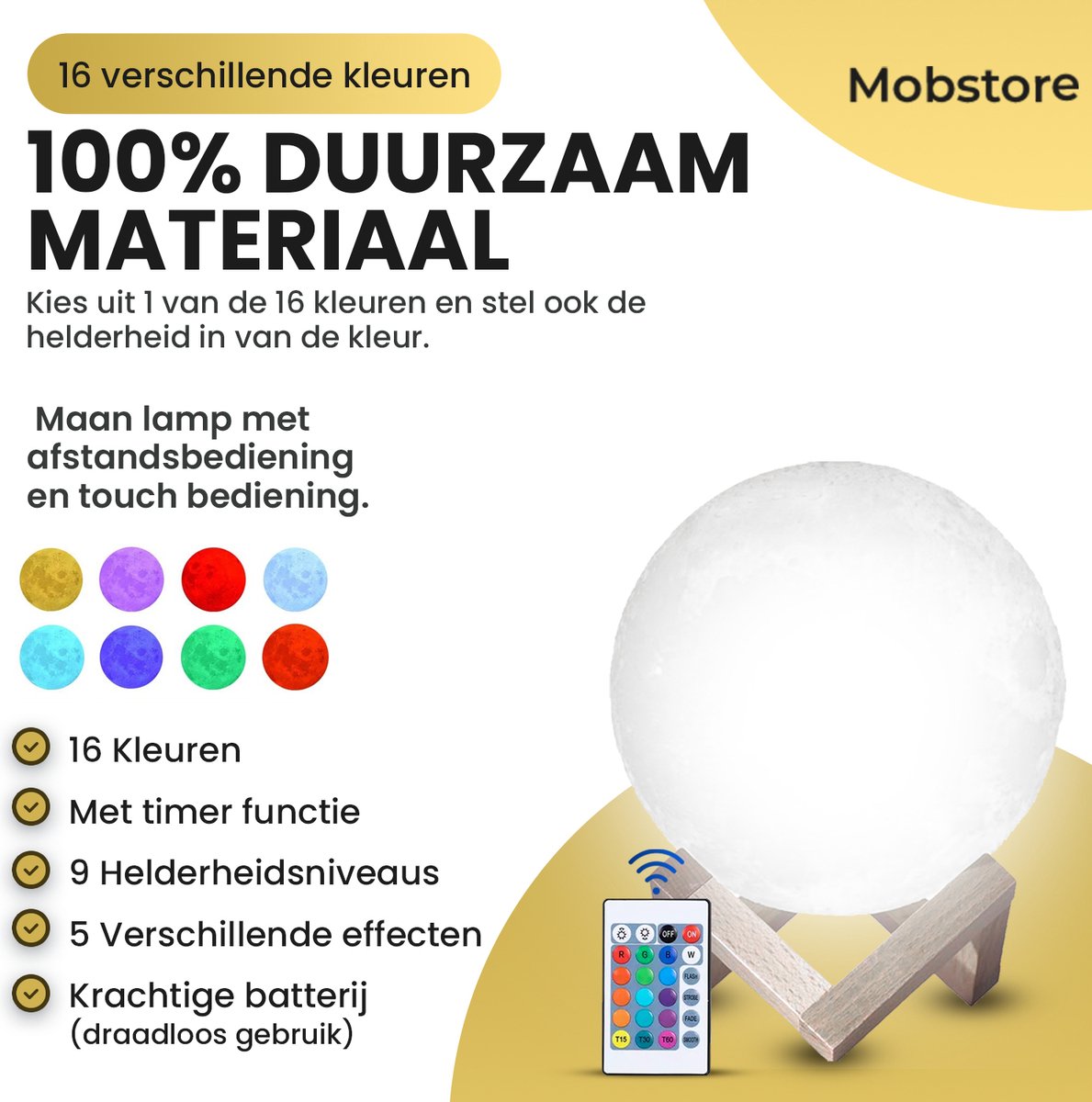 Maanlamp – Maan Lamp – Nachtlamp – 14CM – LED lamp – 3D Maan – 15 ...