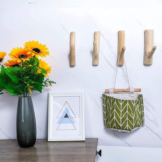 4 stuks vintage boomtak wandhaken, haken van natuurlijk hout, vintage ...