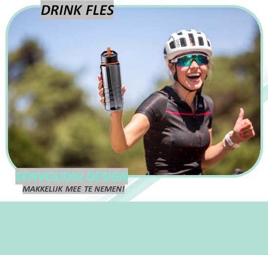 drinkfles met openklapbaar rietje - geel - 750 ml - draagbare sport bidon -... | bol.com