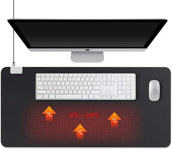 Verwarmde Muismat Zwart - Verwarmde Bureau Onderlegger - Infrarood ...