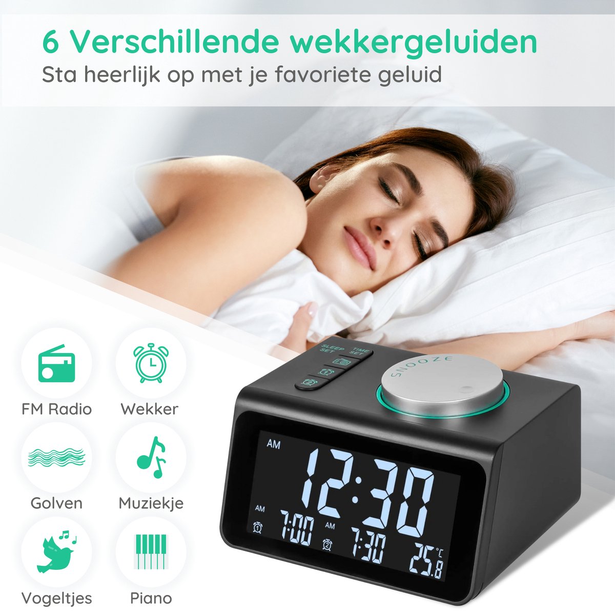 Neveda® Digitale Wekkerradio - digitale wekker slaapkamer - Wekkers ...