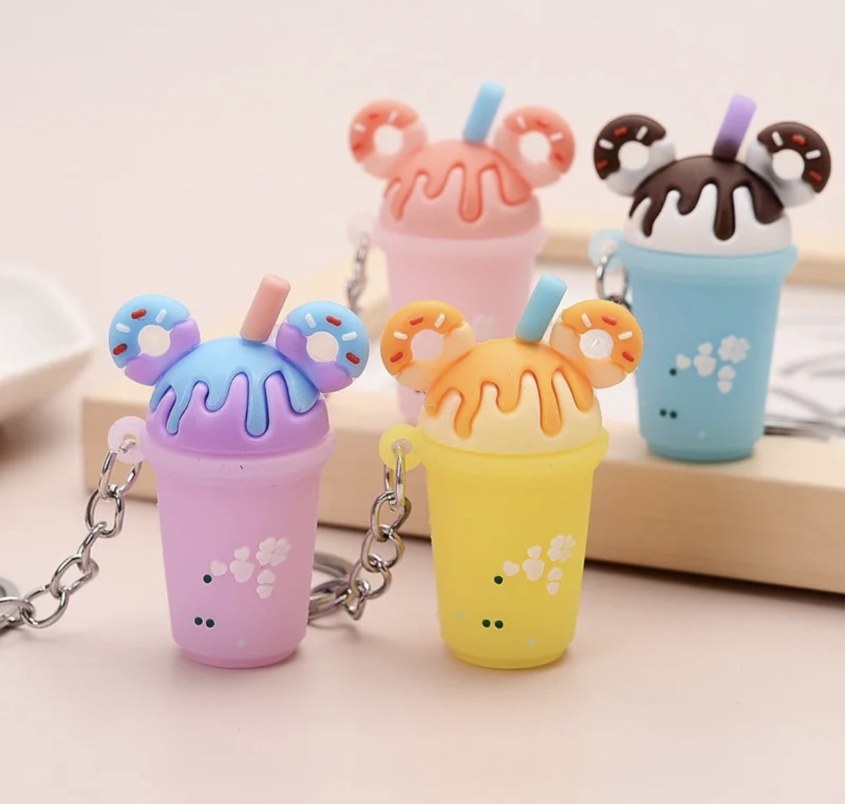 Sleutelhanger - Beker - Ijs - Donut - Blauw | bol.com