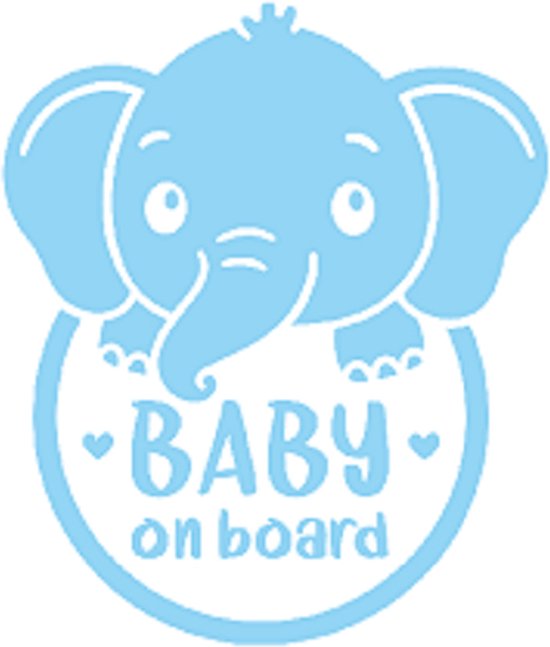 LBM autosticker baby on board - olifant - blauw | bol
