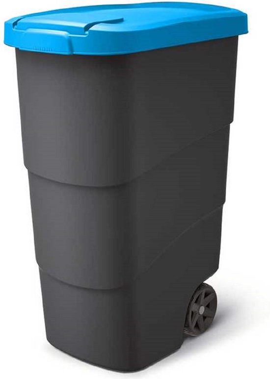Prosperplast - Wheeler - Grote Afvalbak met wielen 90L - Blauw / Kunststof | bol