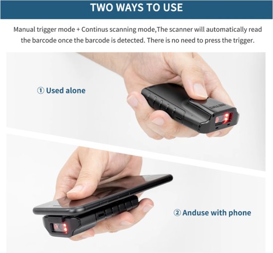 Netum Smart Bluetooth 2D Barcode Scanner Pocket Draadloze QR Reader ...