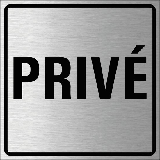 Privé bordje, geborsteld aluminium 200 x 200 mm | bol