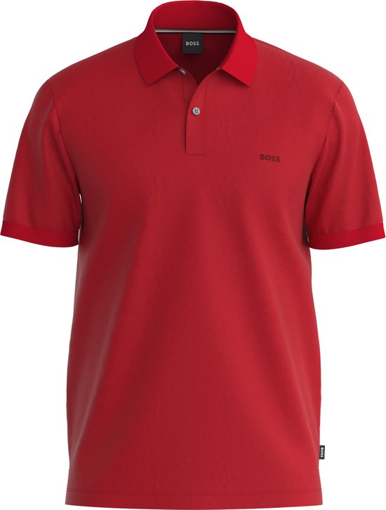 BOSS Pallas regular fit polo - pique - rood - Maat: M | bol.com